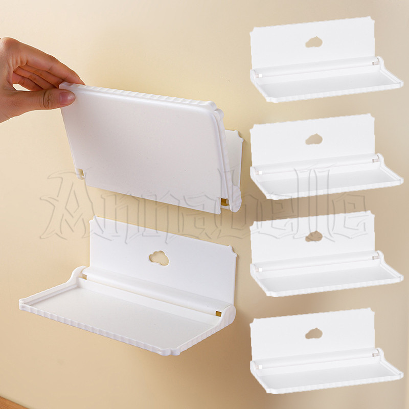 Folding Wall Mounted Shelf - Bathroom Plastic Support - Saving Space ...