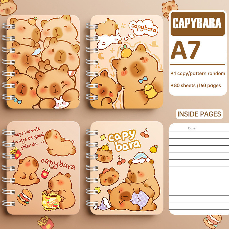 Horizontal Laptop Children's Gift Cute Capybara A7 Book Roll Pocket ...