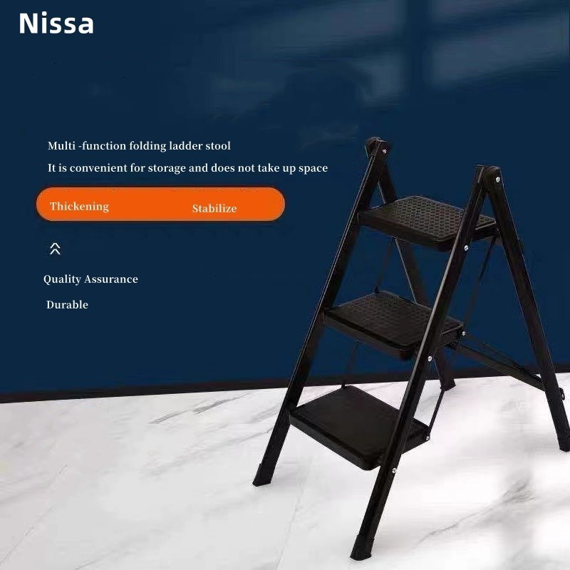 3/4 Steps Ladder Step Folding Home Ladder Iron Black And White | Shopee ...