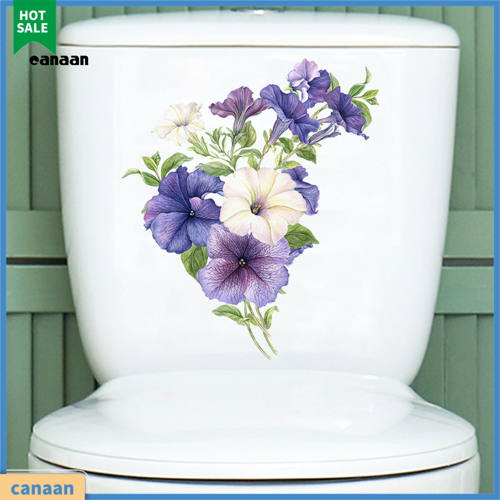 canaan| Waterproof Toilet Sticker Petunia Bathroom Sticker Waterproof ...