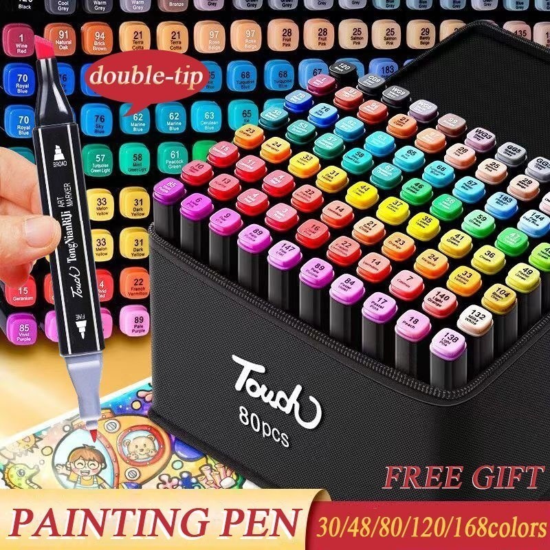 [SG Seller] 40/48/60/80/120/168 Colors Art Markers Oily Brush Touch ...