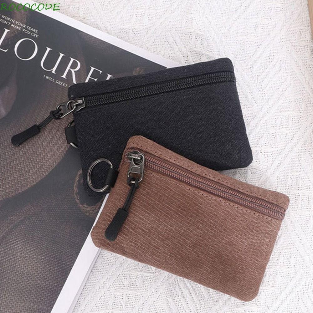 ROCOCODE Mini Coin Pouch, with Key Ring Solid Color Canvas Coin Purse ...