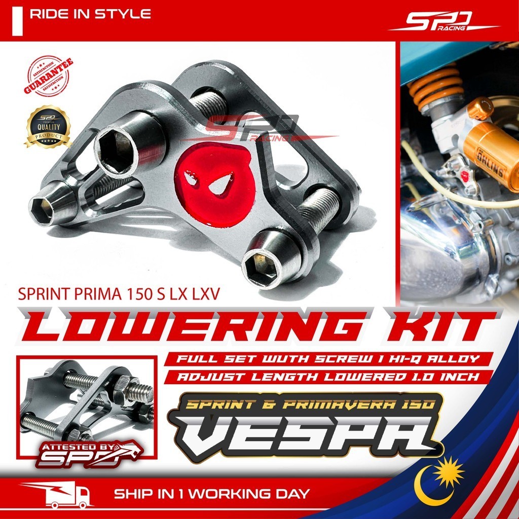 VESPA Lowering Kit I Full Set With Screw I Adjust Length Lowered 1.0 ...