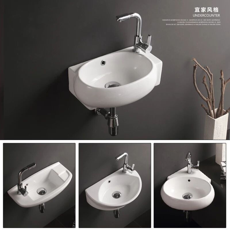 Ceramic Basin Bathroom Balcony Mini Apartment Wall-Hung Basin Small ...
