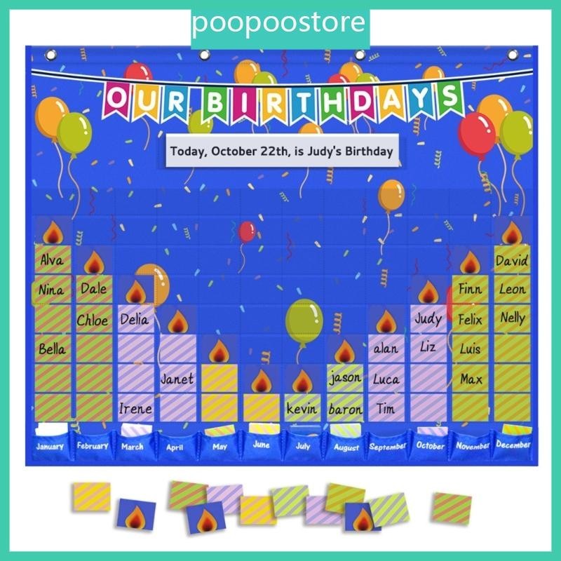 poo Classroom Birthday Pocket Chart with 90 Cards for Preschool ...