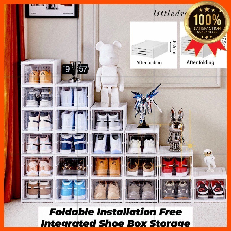 🇸🇬[SG Stock] Foldable Shoe Rack Box Storage Cabinet Transparent ...