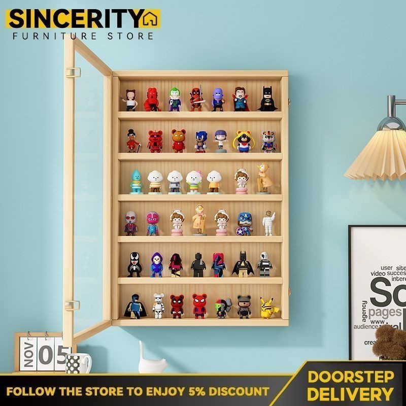 SINCERITY Solid Wood Display Shelf Organiser Popmart Display Box Wall ...