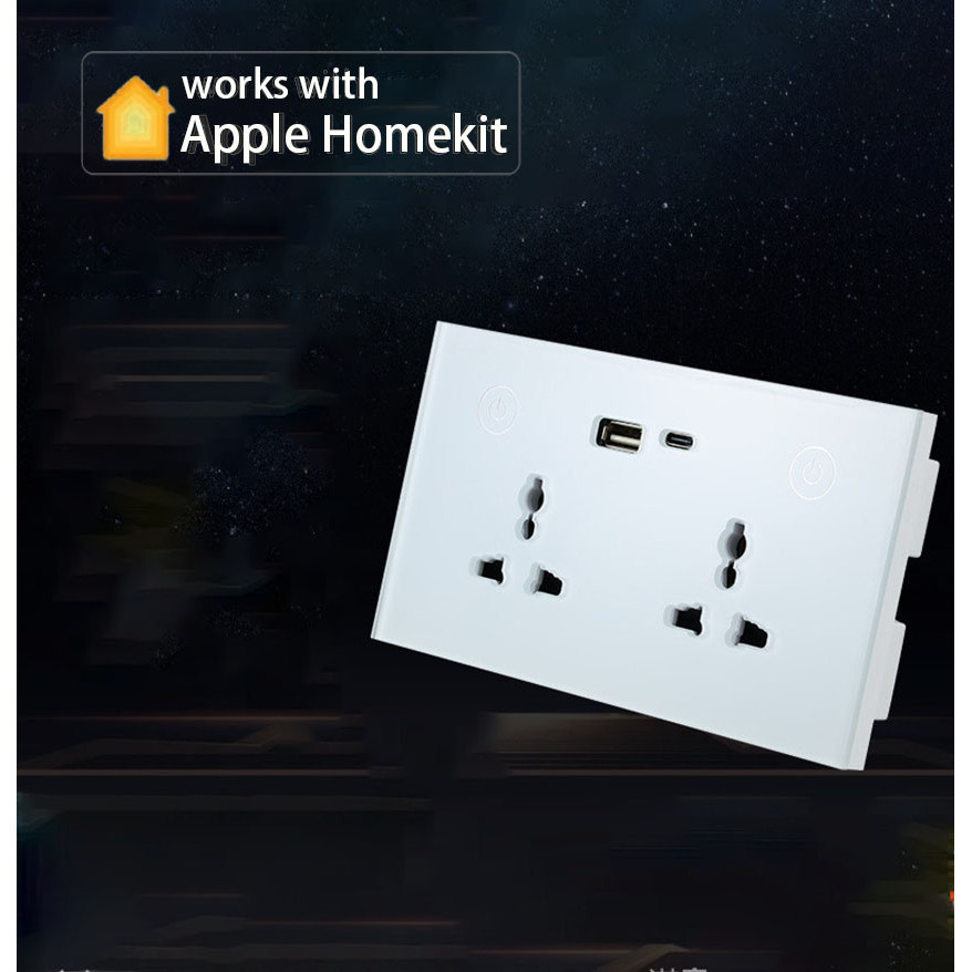 Apple Homekit / Wifi Smart USB +Type C Wall Socket Wireless UK Plug ...