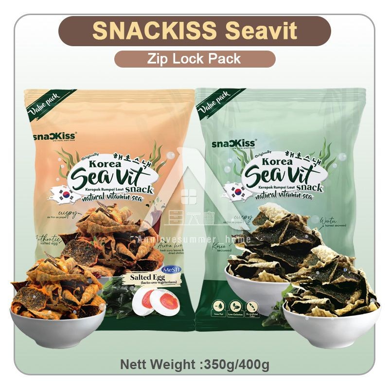 【ASH】 New SNACKISS 400g| 350g 【Zip Lock Pack 】BISKUT VEGAN SEAWEED ...