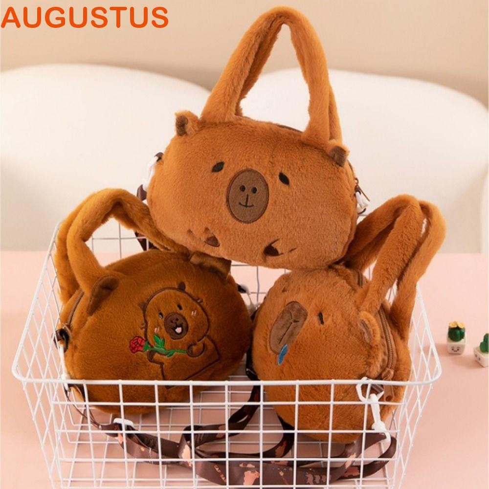 AUGUSTUS Capybara Plush Handbag, Large Capacity Plush Capybara Capybara ...