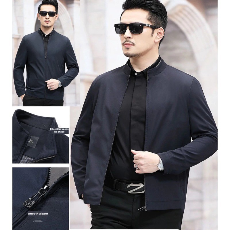 Men's Casual Jacekt with stand-up collar offering a sllek thin design ...