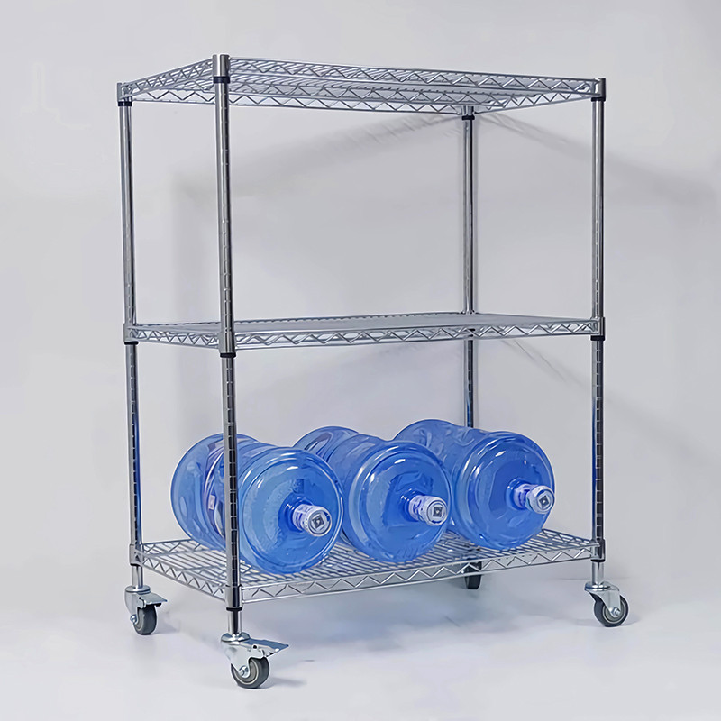 3Chrome-Plated Carbon Steel Layered Storage Rack with Wheels ...