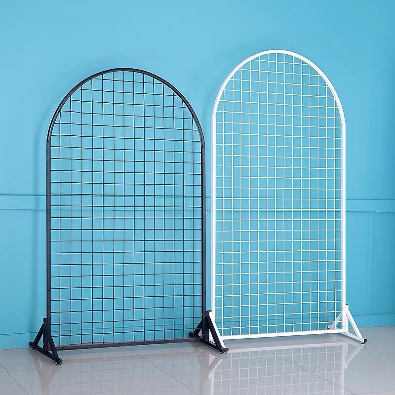 Round Grid Display Stand Exhibition Floor Iron Mesh Mobile Work Display ...