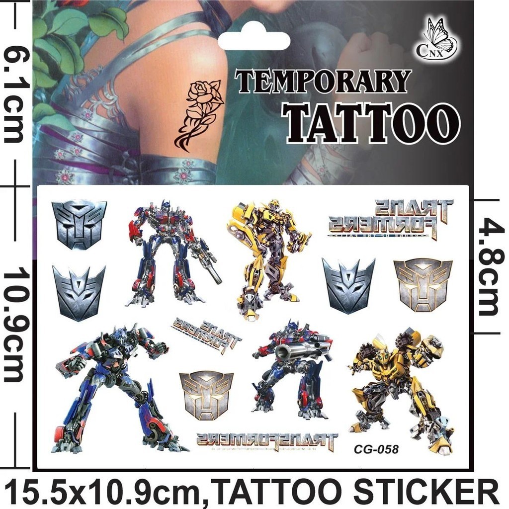 Transformer Tattoo Stickers Temporary Waterproof Sticker Anime Birthday ...