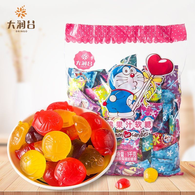 多啦A梦qq糖软糖批发橡皮糖果0脂肪喜糖儿童无添加水果味果汁软糖Doraemon QQ Sugar Soft Candy Wholesale ...