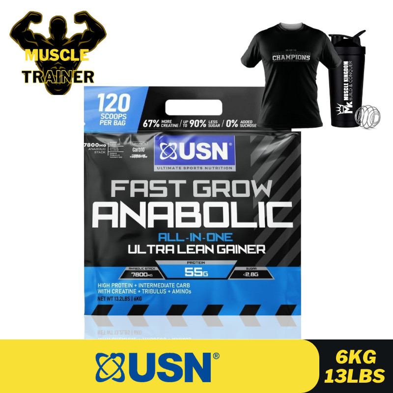 USN Fast Grow Anabolic Lean Mass Gainer Mass Protein Halal Mass Susu ...