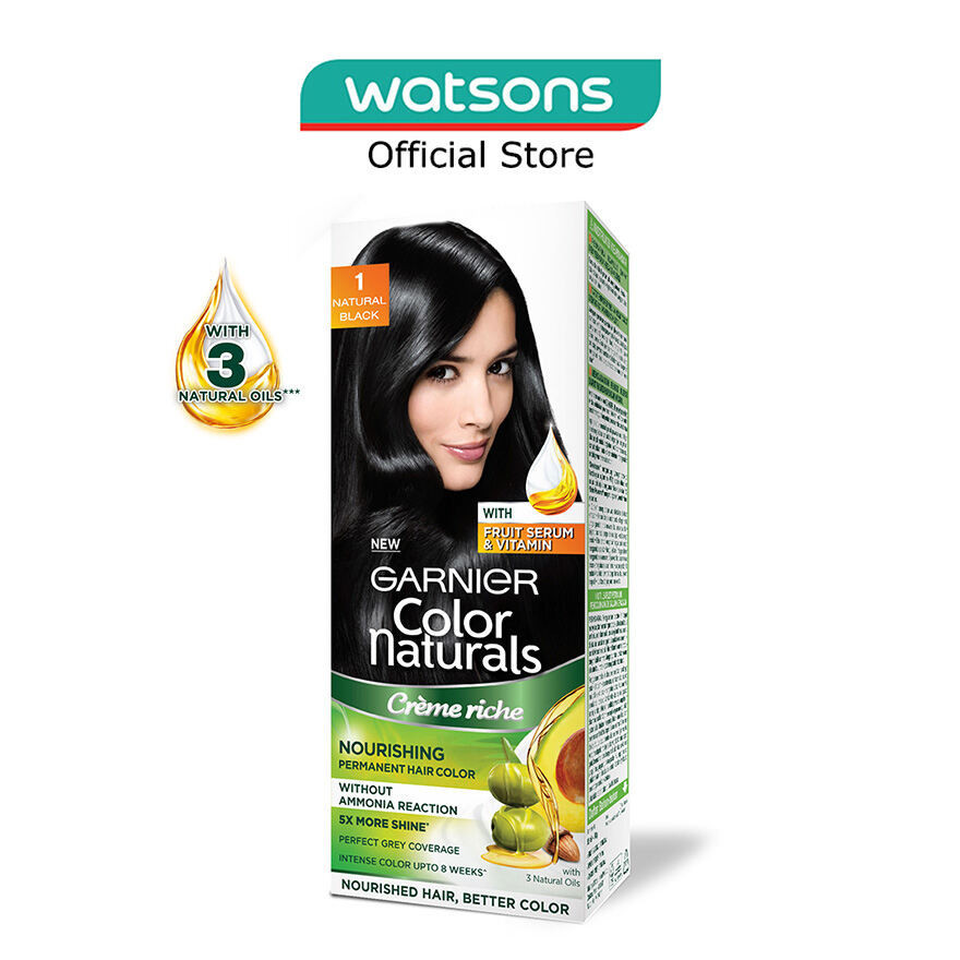 GARNIER Color Naturals Nourishing Permanent Hair Color 1 Natural Black ...