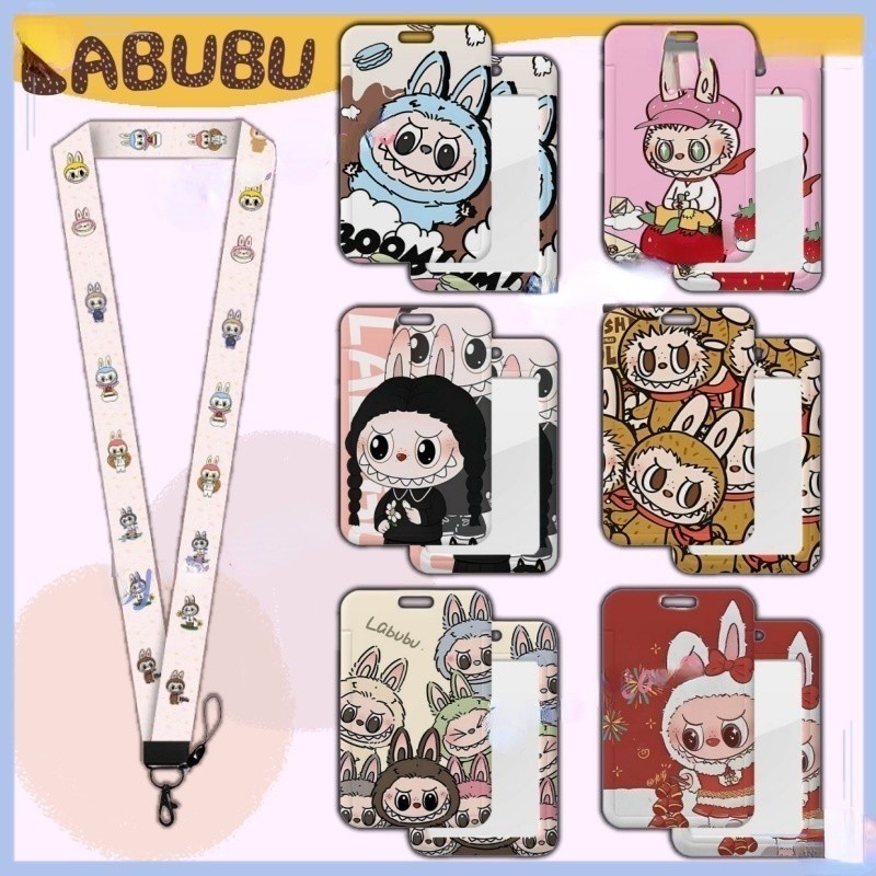 LABUBU Card Holder Relief Pattern with Rope Student ID Card Bank Card ...