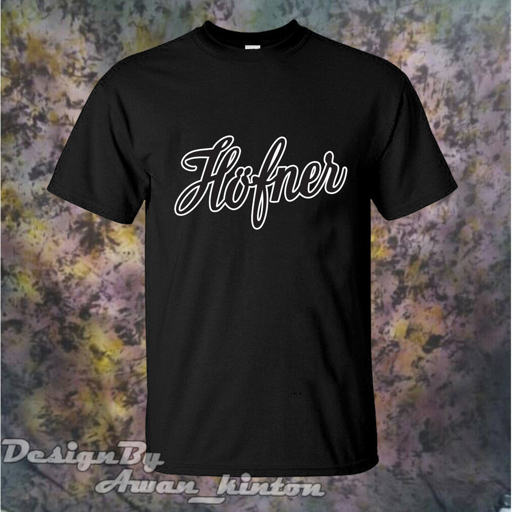 T-Shirt Black Color Hofner Guitar Logo Short Sleeve | Shopee Singapore
