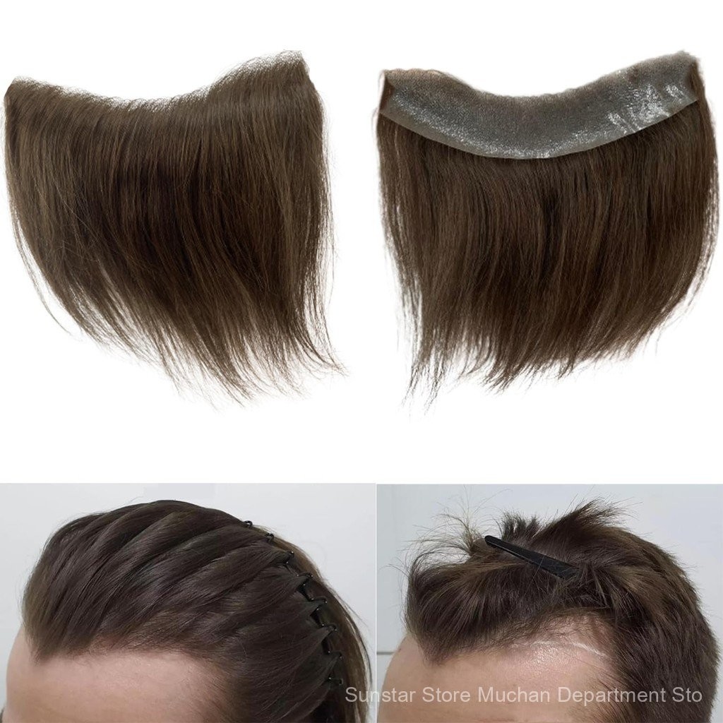 Men Forehead Hairline Toupee 100% Human Hair Skin PU Man Hairpieces ...