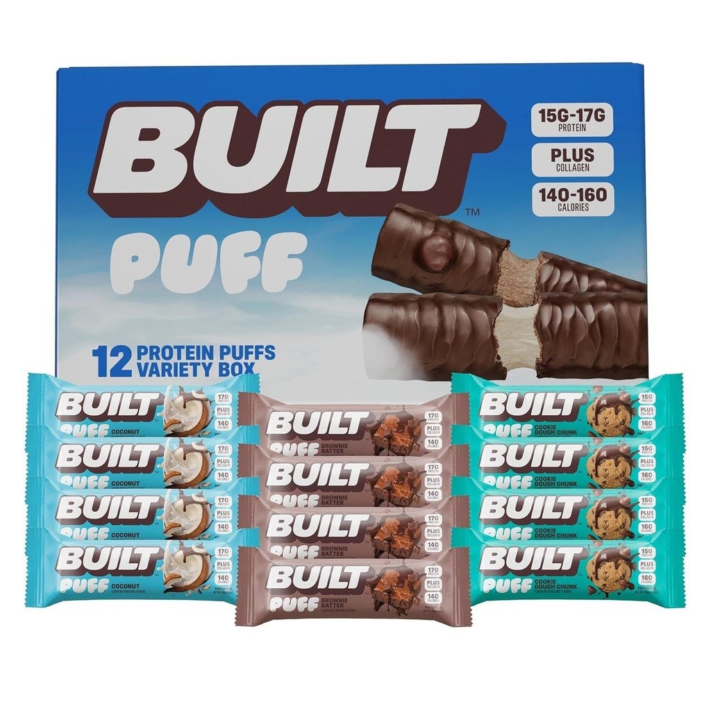 BUILT Protein Bars, Variety Pack, 12 Bars, Protein Snacks, 17g High ...