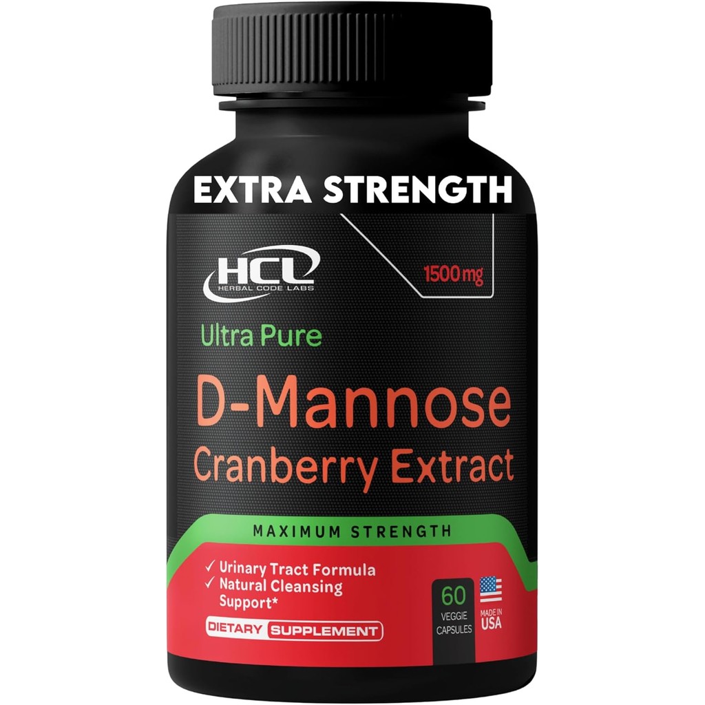 D-Mannose with Cranberry Extract Capsules 1500mg Super Strength Pills ...