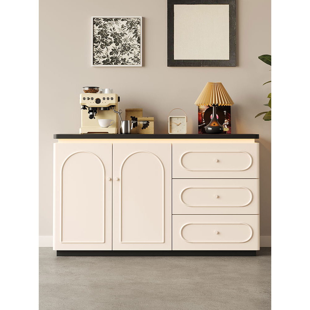 Solid Wood Sideboard Wall-Mounted Integrated Storage Cabinet Living ...