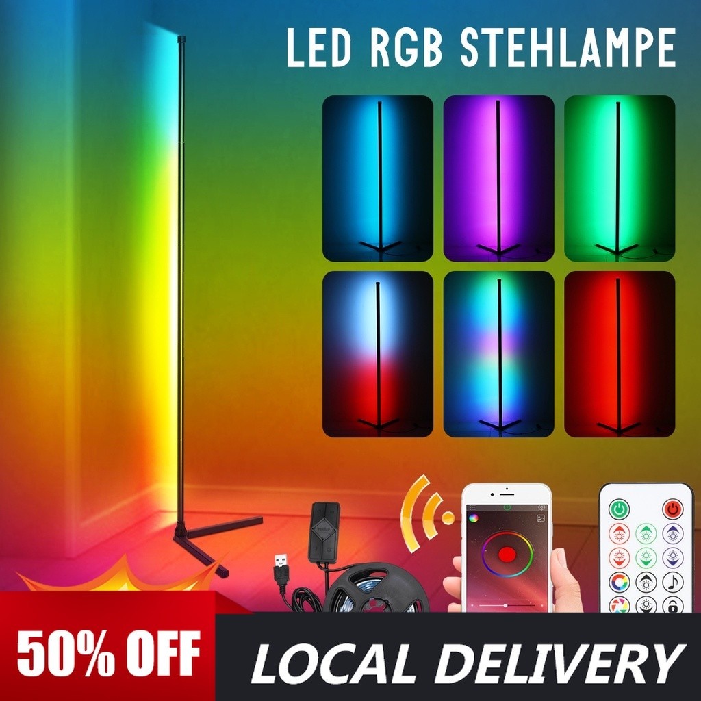 150CM RGB LED Floor Lamp Indoor Home Decoration Modern Corner Floor ...