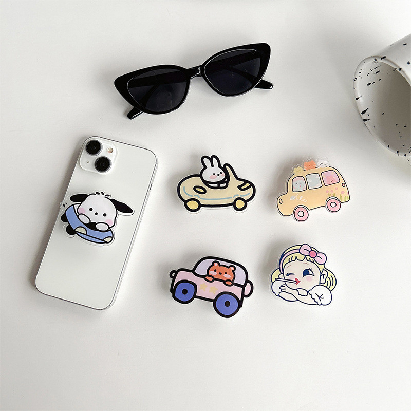 Cute Cartoon Car Round Solid Back Stickers Plain Color Grip Griptok ...