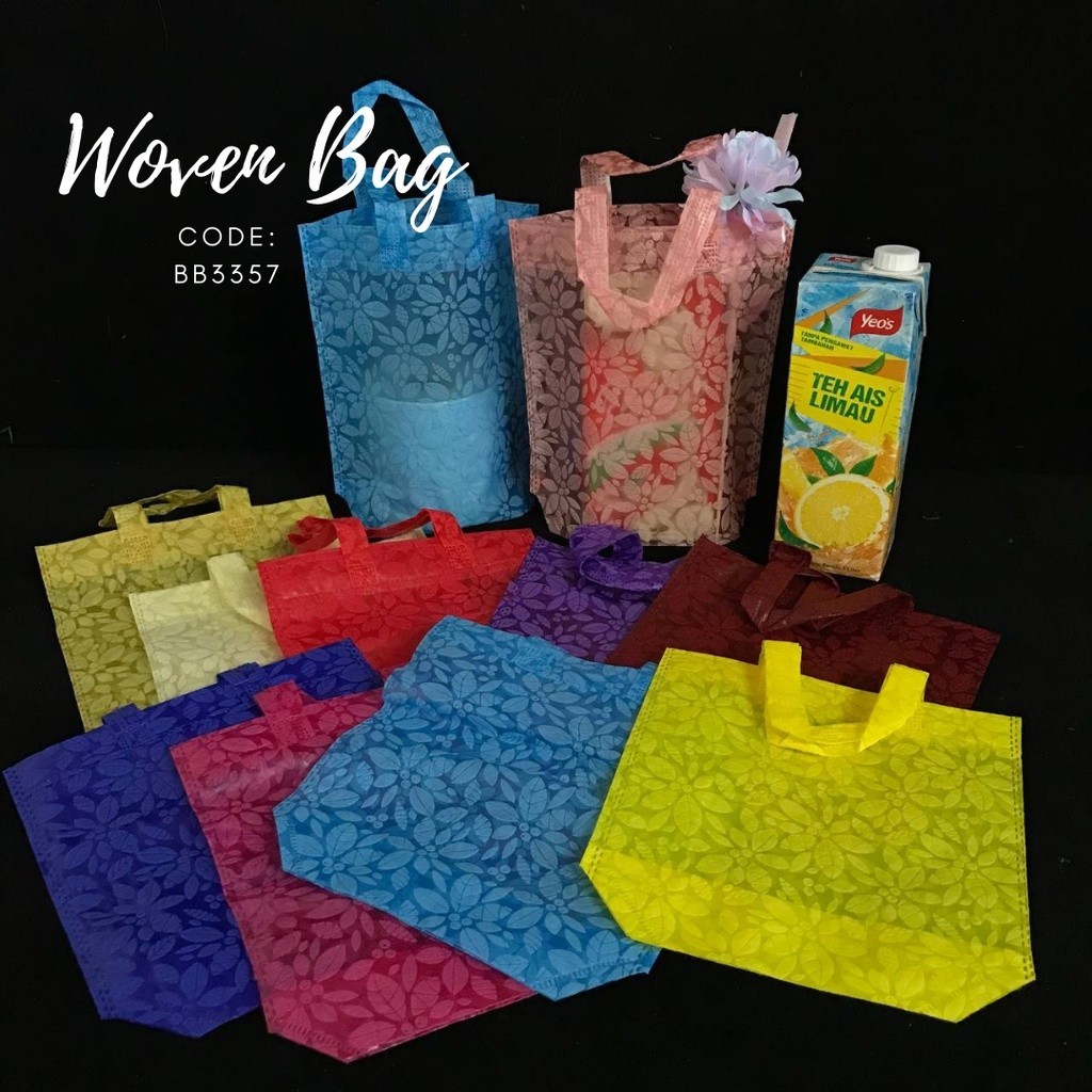 WB3357 : 10pcs Beg Kain Goodies Bertali | Woven Bag | Ada Tapak Bawah ...