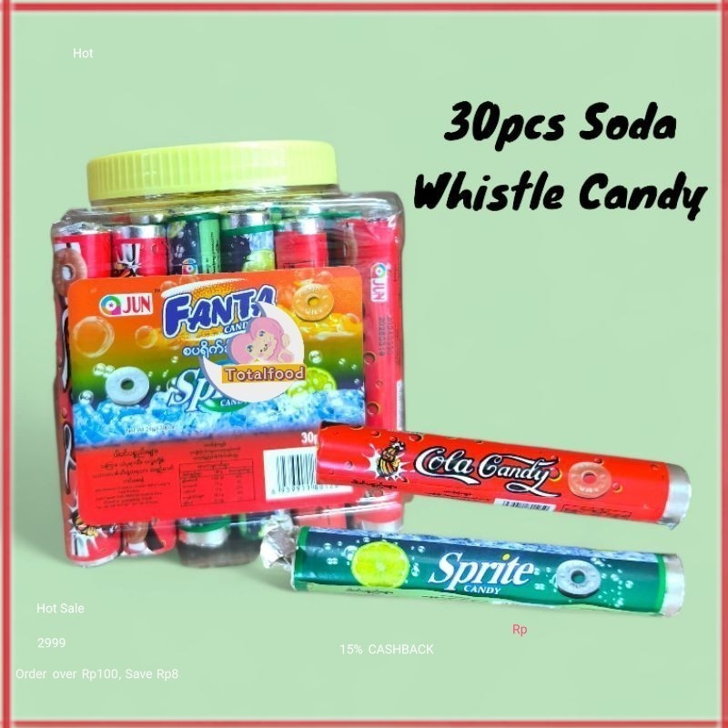 30pcs Leanseng Cola & Sprite Whistle candy pipi candy soda flavors In ...