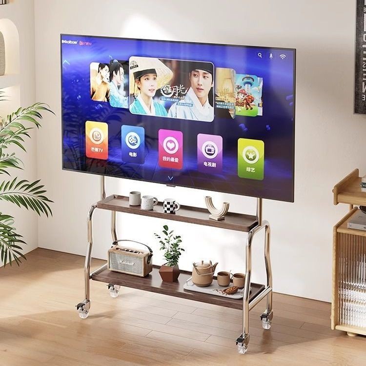 Stainless Steel Living Room Mobile TV Rack Floor Stand Movable TV Rack ...
