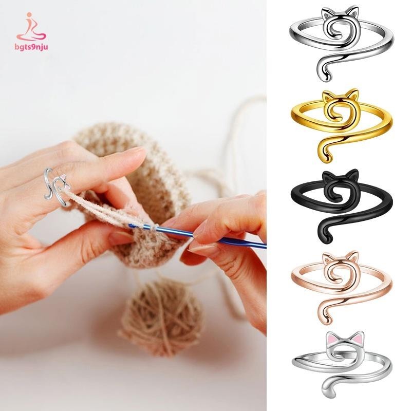 Cat Yarn Guide Ring, Alloy Silver Women Crochet Rings, Crafts Sewing ...
