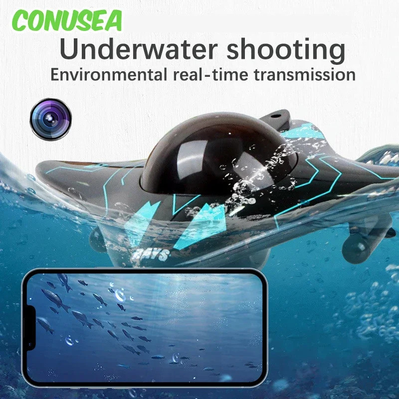6CH RC Boat Submarine With Camera Underwater Remote Control Wifi FPV ...