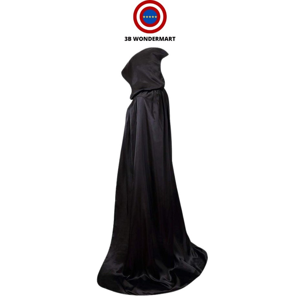 Hooded Halloween Cloak Cape Wizard Vampire Witch Robe Medieval Party ...
