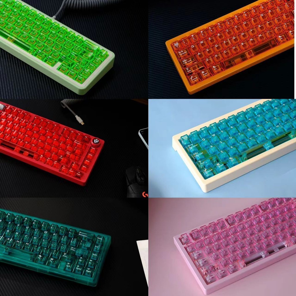 AiFei 114 Keys Crystal transparent keycaps Cherry Profile RGB Backlit ...