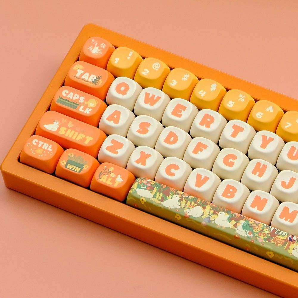 Flowers and Ducks Keycap MOA Profile Cream Themed Original PBT Material DYE-Sublimation 130 Keys ...