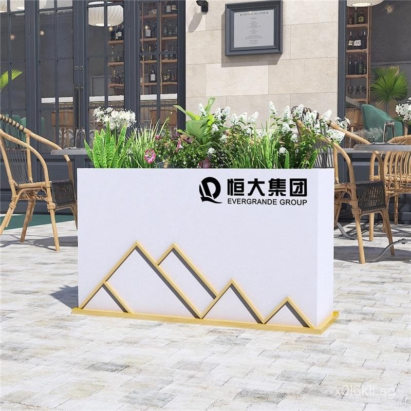 Wrought Iron Flower Box Set Outdoor Square Flower Trough Partition for ...