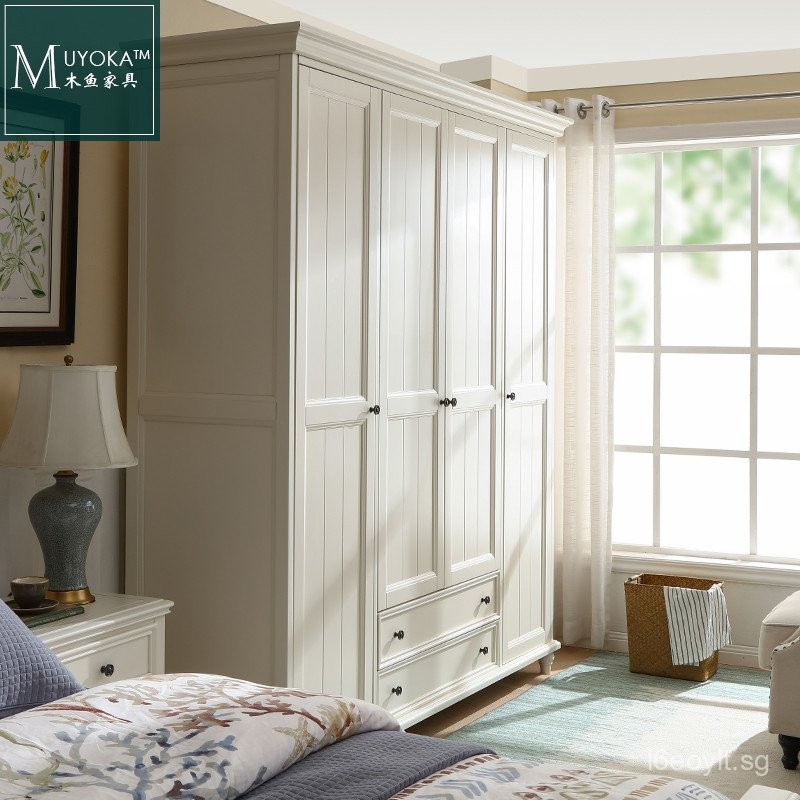 American Style Solid Wood Four-Door Wardrobe African Imported Mahogany ...