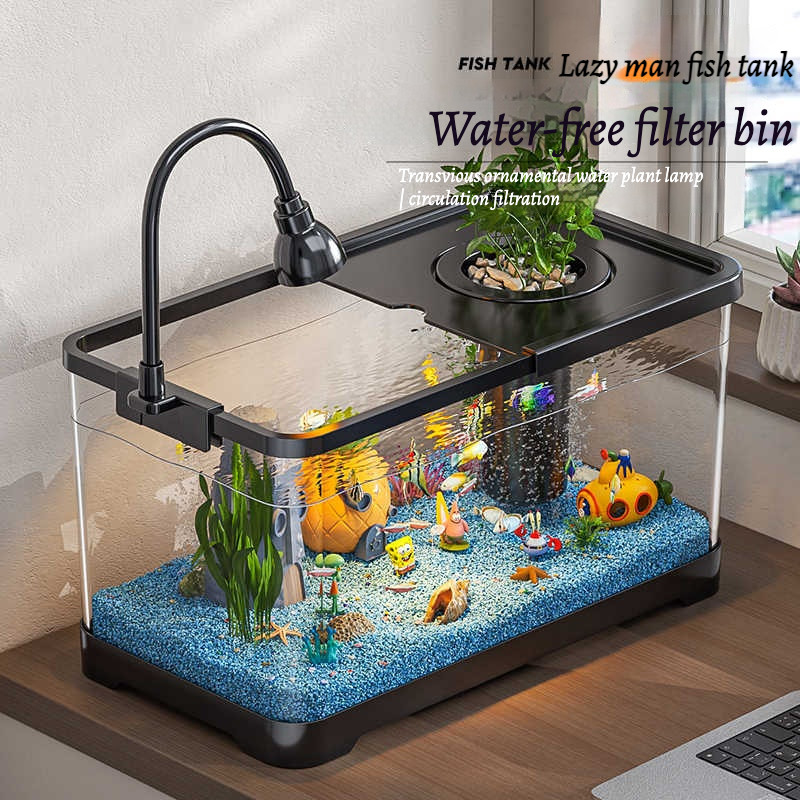 Fish Tank Acrylic Aquarium Small Betta Tank with Filter & Light for ...