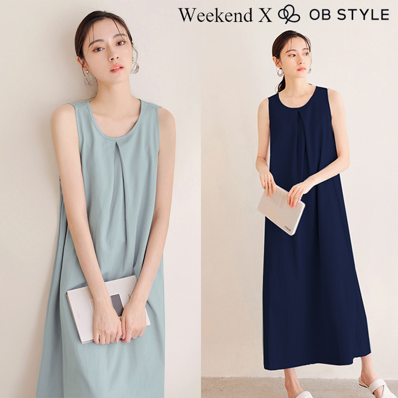 Weekend X Ob Design Casual Women Clothes Sleeveless Pleated A-Line Long ...