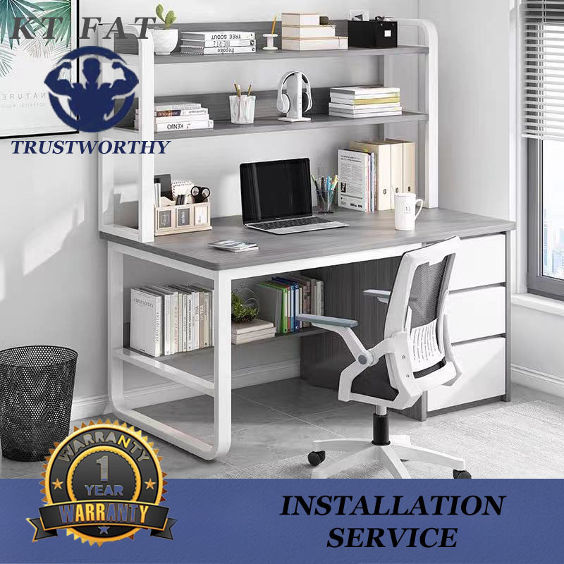 KT FAT Simple Modern Study Desk With Drawer Bookshelf Computer Desk ...