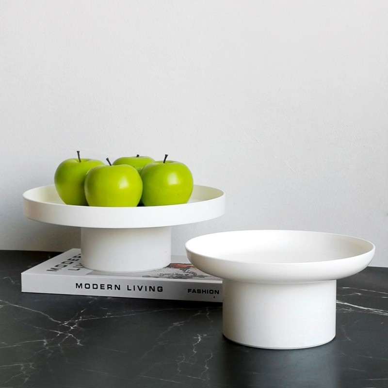 【Local Seller】Minimalism White Decorative Tray Storage Round Black ...