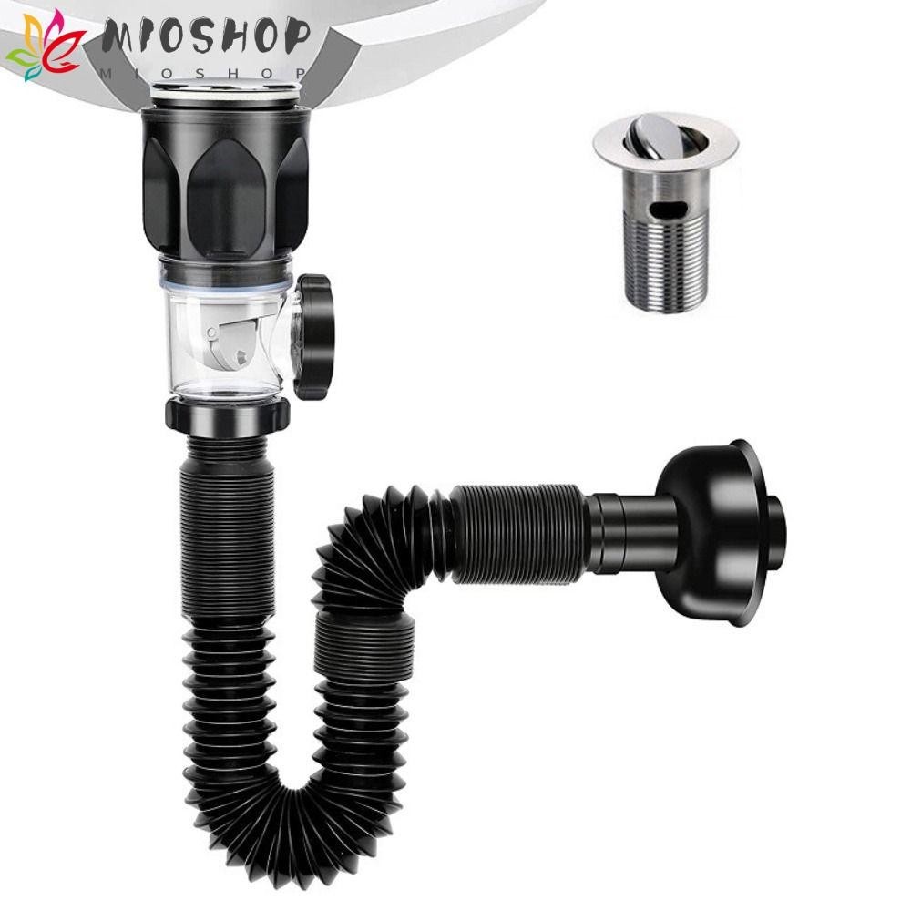 MIOSHOP Washbasin Cross Drain Downpipe, Anti Clogging Retractable Sink Downpipe, Flexible Flip ...