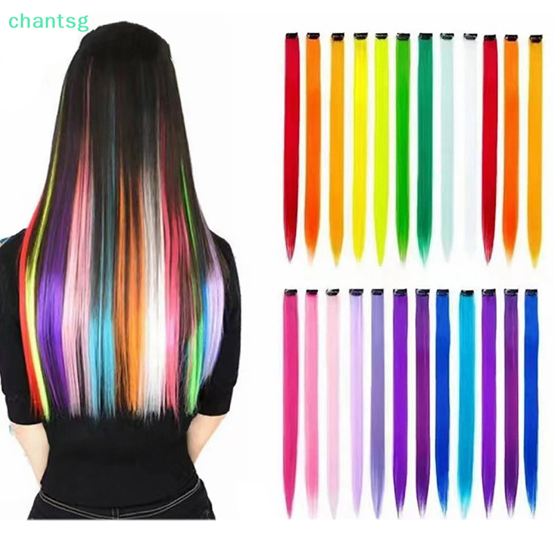 [chantsg] Synthetic Hair Extensions With Clips Sparkle Hair Tinsel Heat ...
