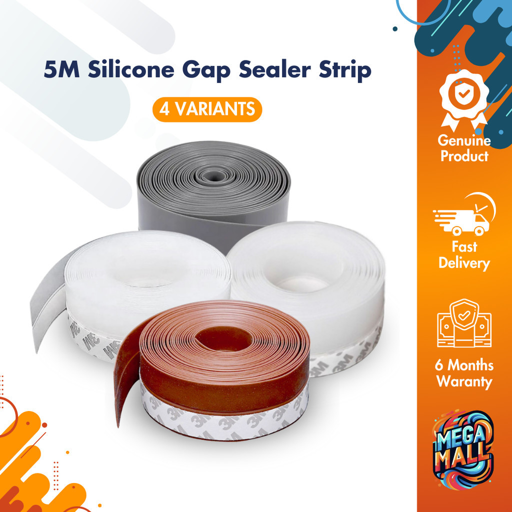 5M Silicone Gap Sealer Strip Brown Translucent Window Sealing Tape ...