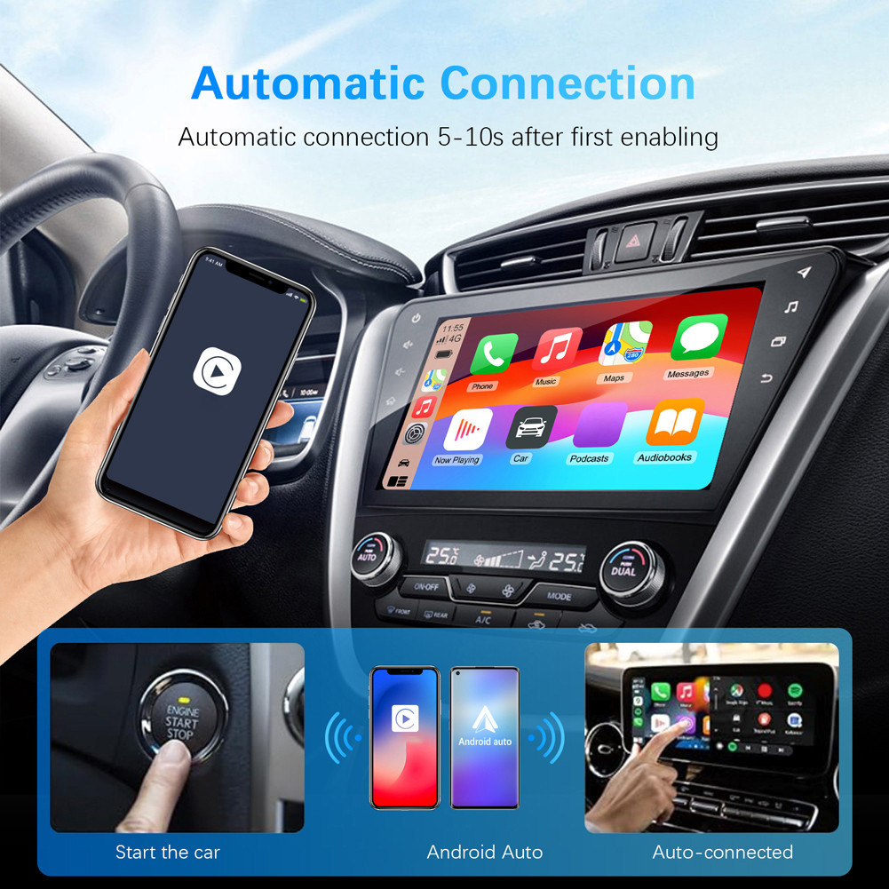 2 in1 Wireless Carplay Android Auto Adapter WiFi BT Auto Connect Mini ...