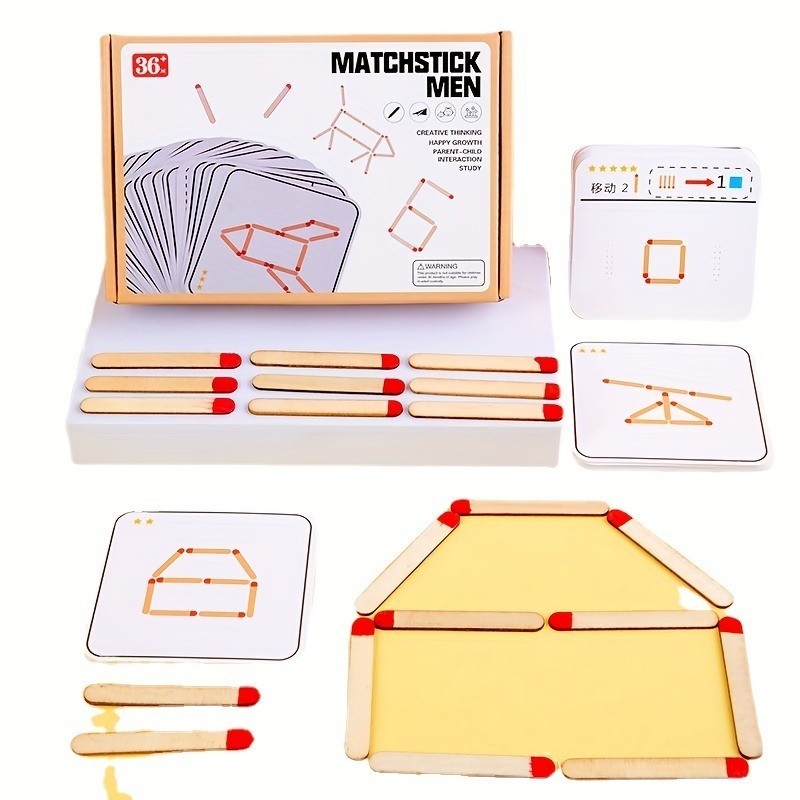 Wood DIY Matchstick Puzzle for Kids Children Kindergarten Thinking ...