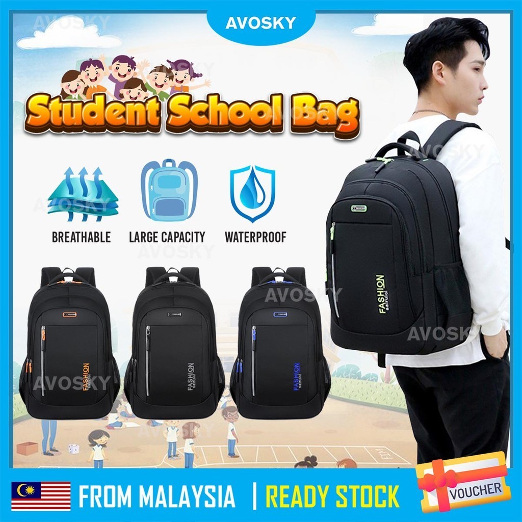 AVOSKY Beg Sekolah School Bag Backpack Primary Secondary Student ...