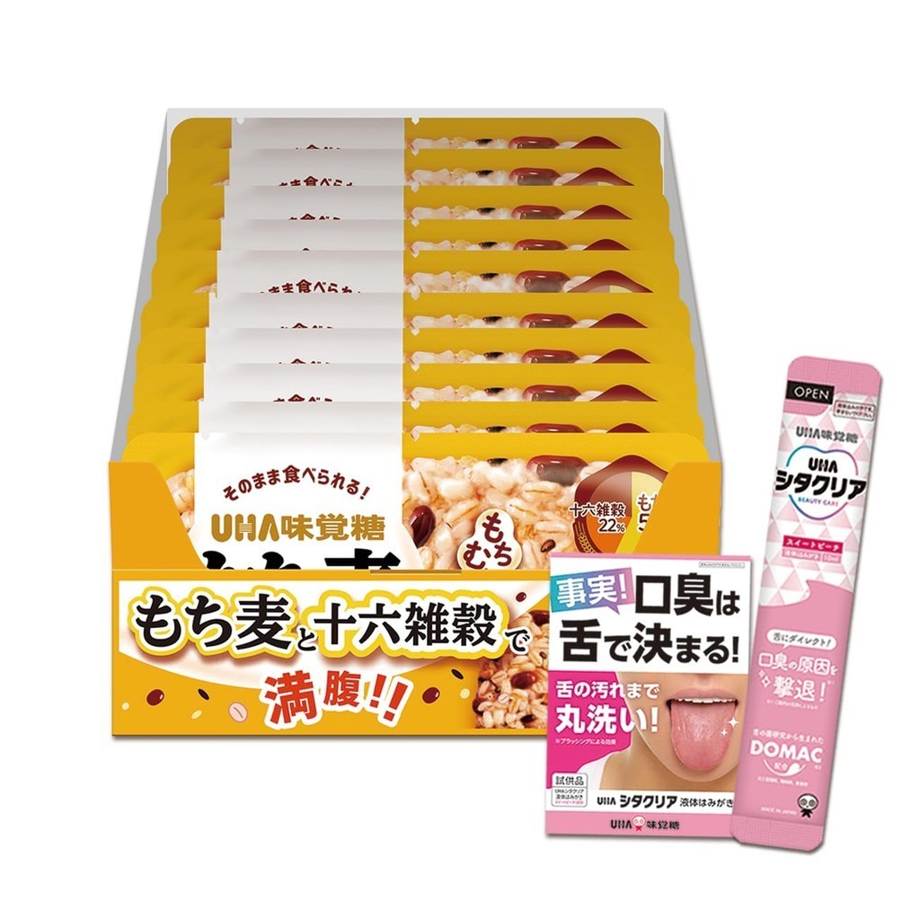 【Directly from Japan】UHA Mikakuto Mochi Mugi Satisfaction Bar Juroku Millet Plus (55g) Set of 10 ...